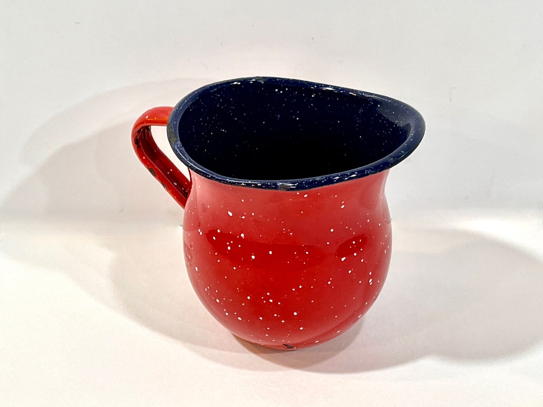 Vintage Enamelware Red Spatterware Cream Pitcher Red and - Etsy