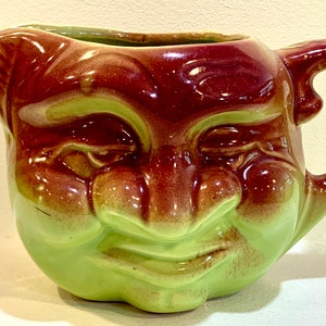 Vintage Character Face Pitcher, Majolica Face Jug, Anthropomorphic, Art ...