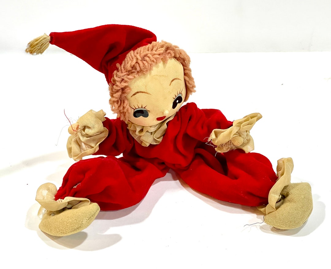 Vintage Pixie, Girl Doll, Red Velvet, Stockinette Doll, Mopette Pixie ...