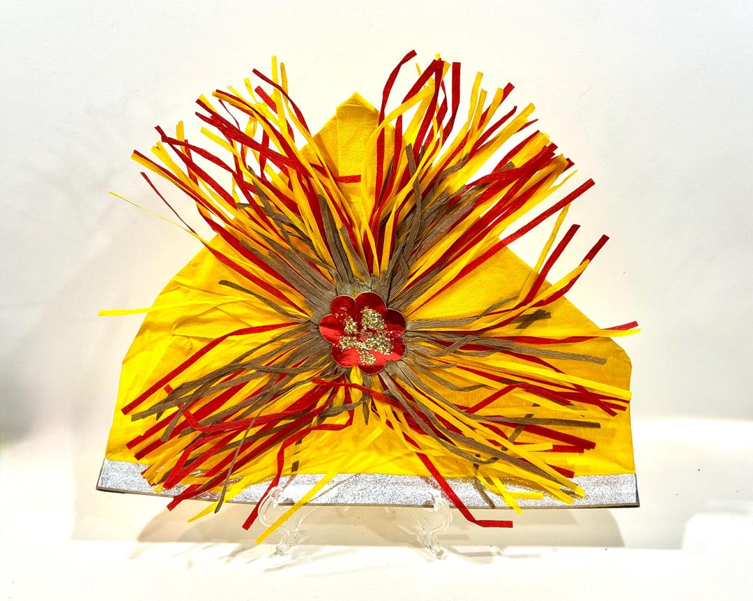 Vintage Party Hat, Fringed Crepe Paper, 1920s Era, Yellow and Red ...