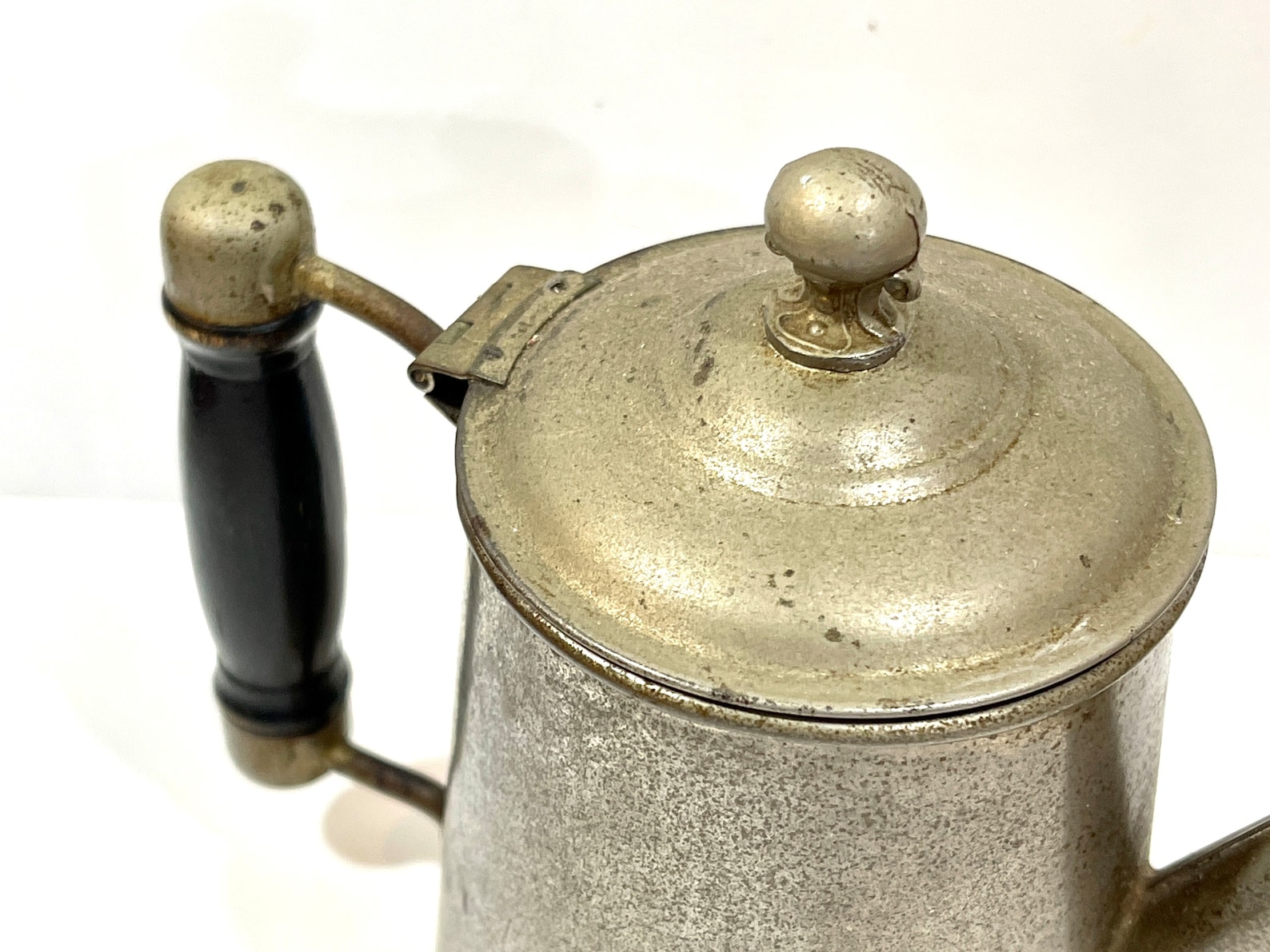 Vintage Kitchen Metal Coffee Pot Hinged Lid Wood Handle Mid - Etsy