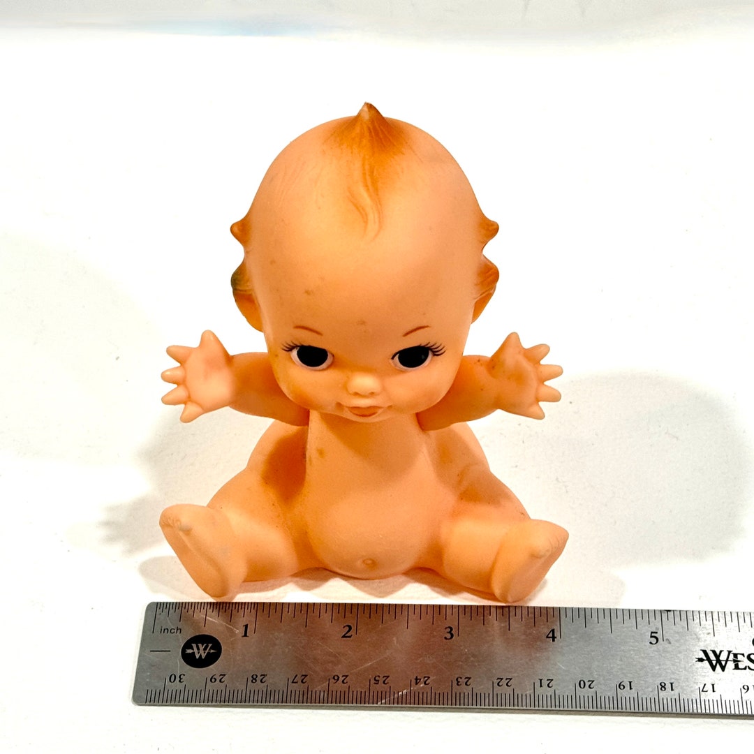 Vintage Kewpie Doll, 1960s Rubber Doll, Made in Korea, Sitting Kewpie ...