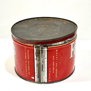 Vintage 1950s Folgers Coffee Can, Key Wind, Original Lid, Colorful Ship ...