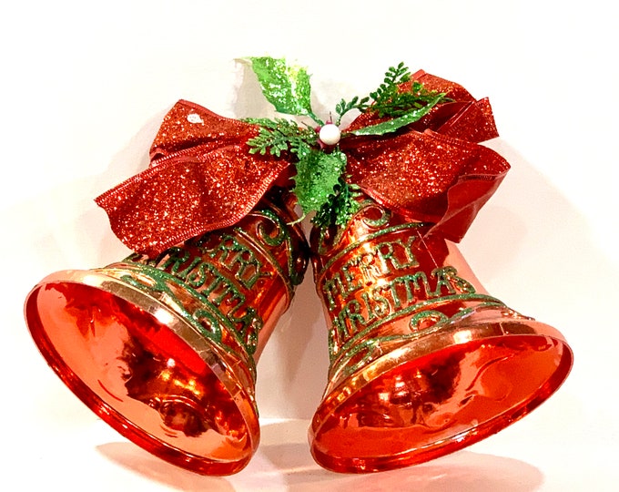Vintage Christmas Bells, Large Plastic Bells, Merry Christmas ...