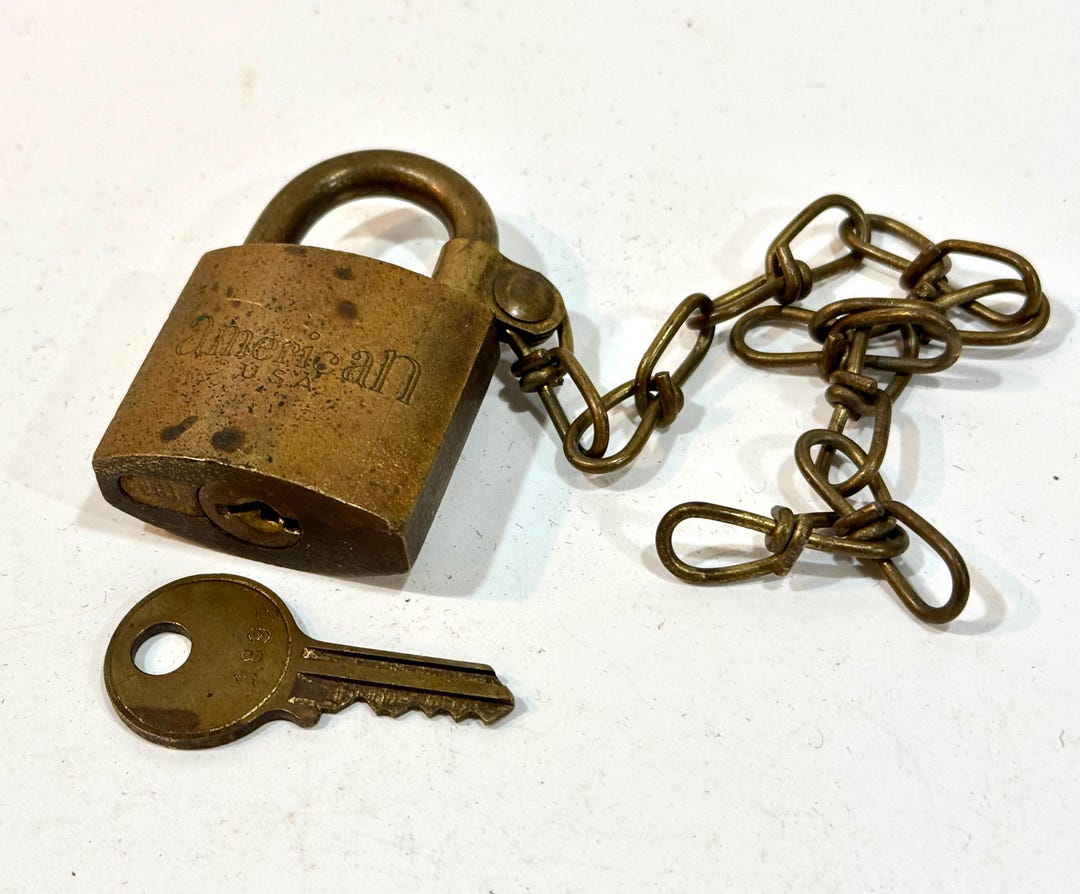 Vintage Padlock, US Army, With Key and Chain, Solid Brass, Mid Century ...