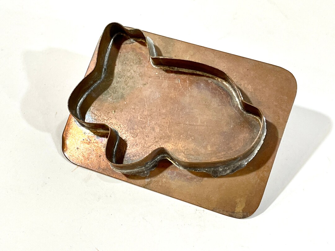 Antique 1910s Copper Cookie Cutter, Primitive Rustic, Metal Cookie ...