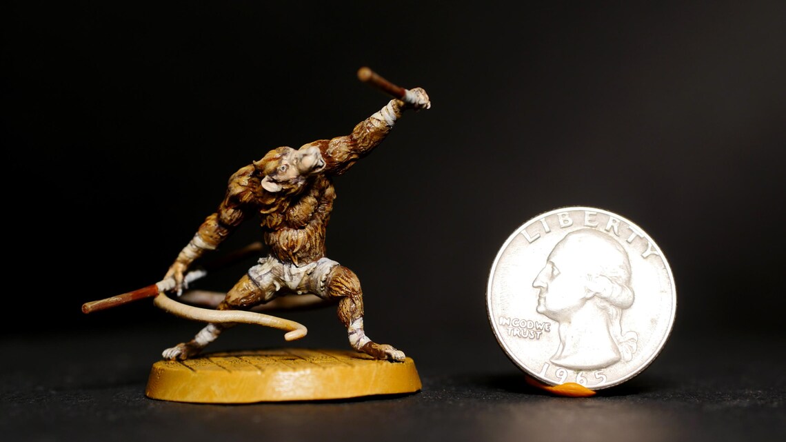 Very Rare Painted Rat Monk Warrior Miniature - D&D Game Miniatures Rat ...