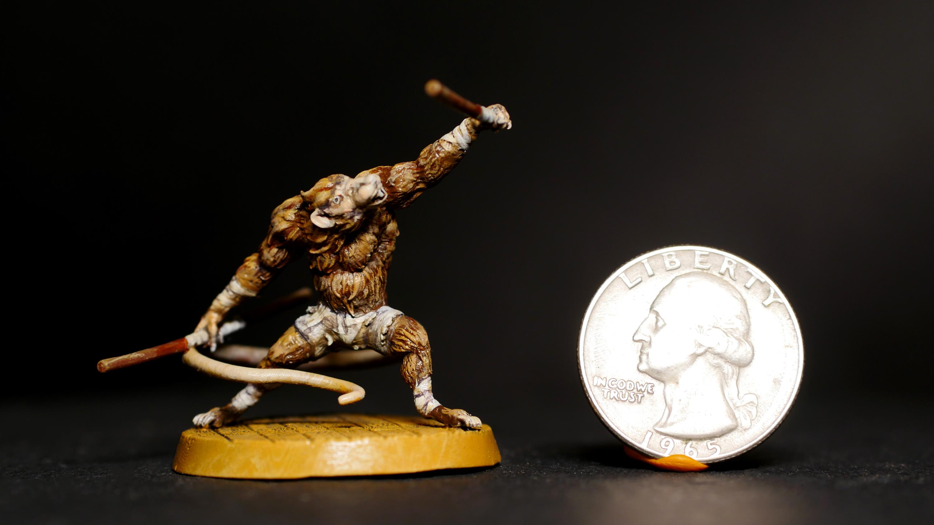 Very Rare Painted Rat Monk Warrior Miniature - D&D Game Miniatures Rat ...