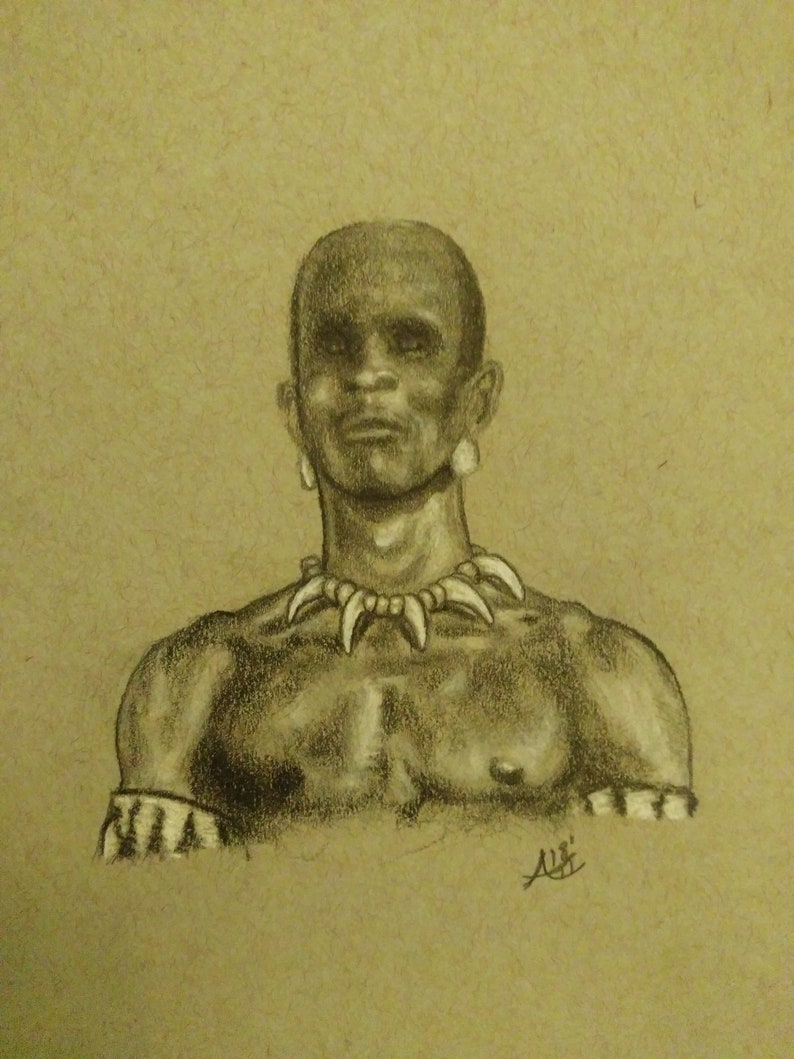 Shaka Zulu Not Print but Original Art Drawing of the African Zulu ...