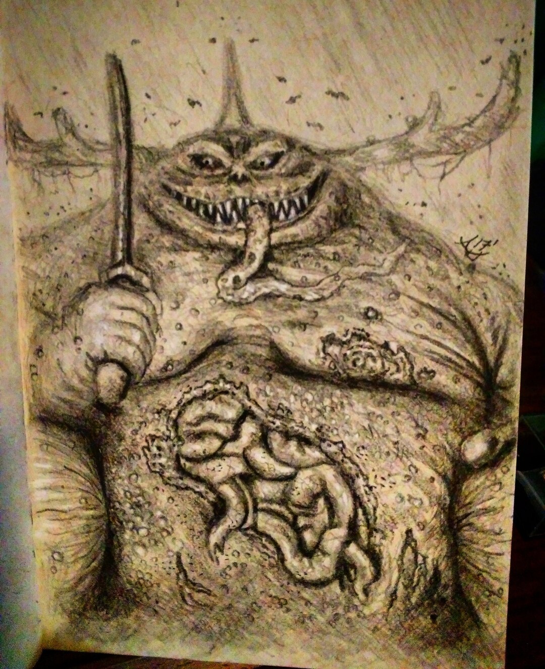 The Great Unclean One Original Art Drawing of Warhammer 40k Nurgle ...