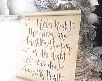 O Holy Night Christmas Scroll Farmhouse Paper Scroll - Etsy