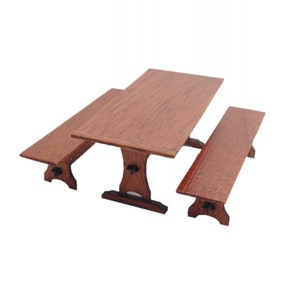 1:24 Scale Miniature Trestle Table & Benches - Etsy