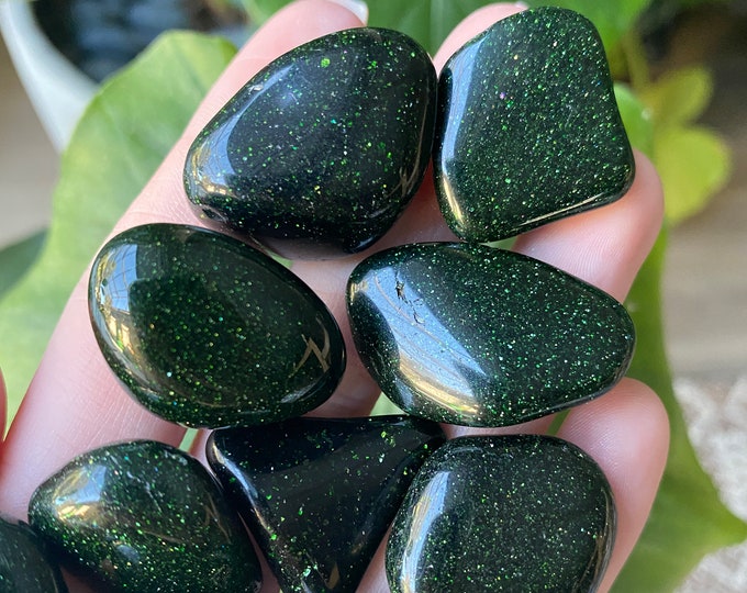 Tumbled Green Goldstone, Green Goldstone , Chakra Stone, Green Gold ...