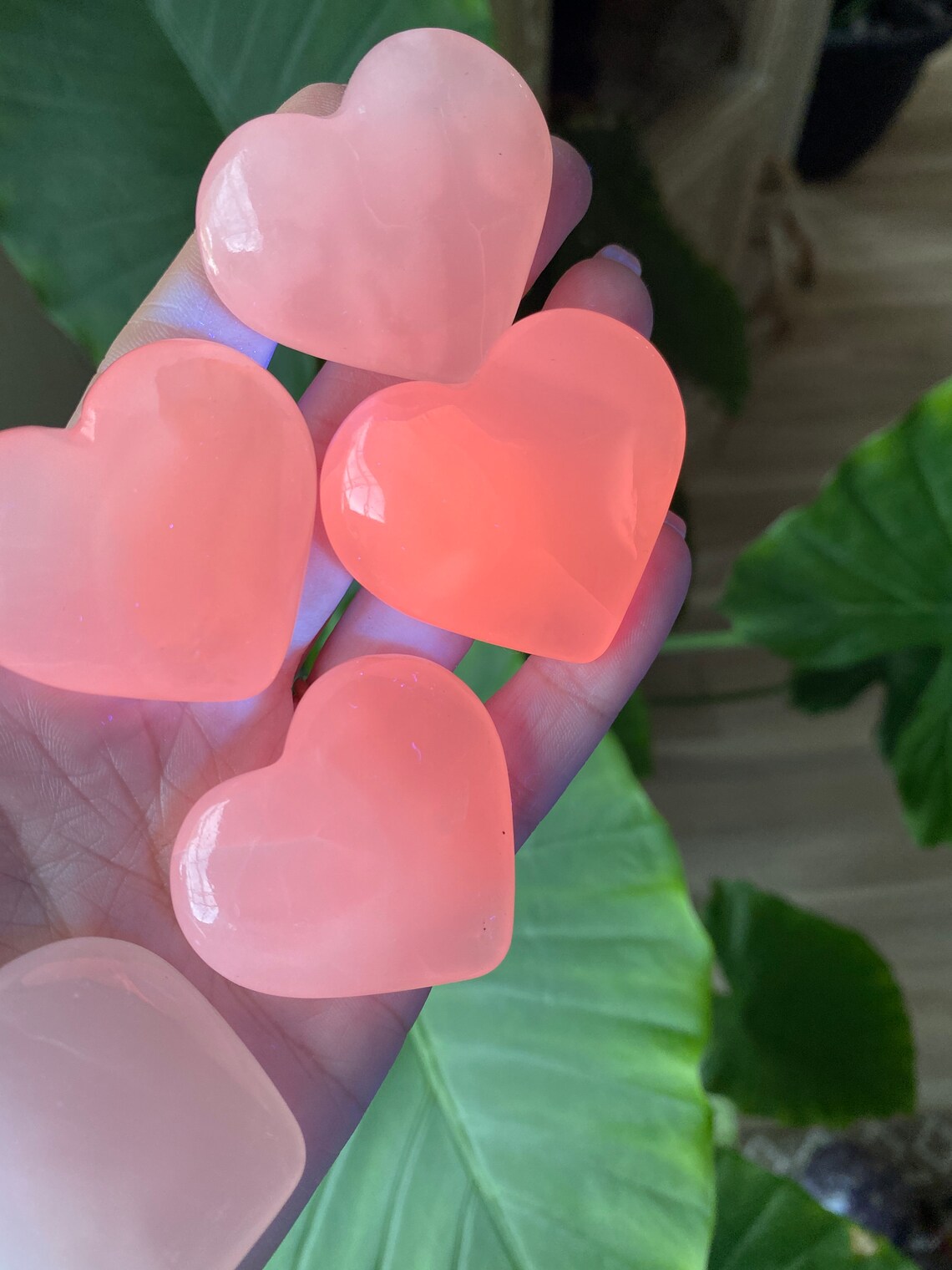 UV Reactive Pink Pakistani Calcite Heart Pink Calcite | Etsy