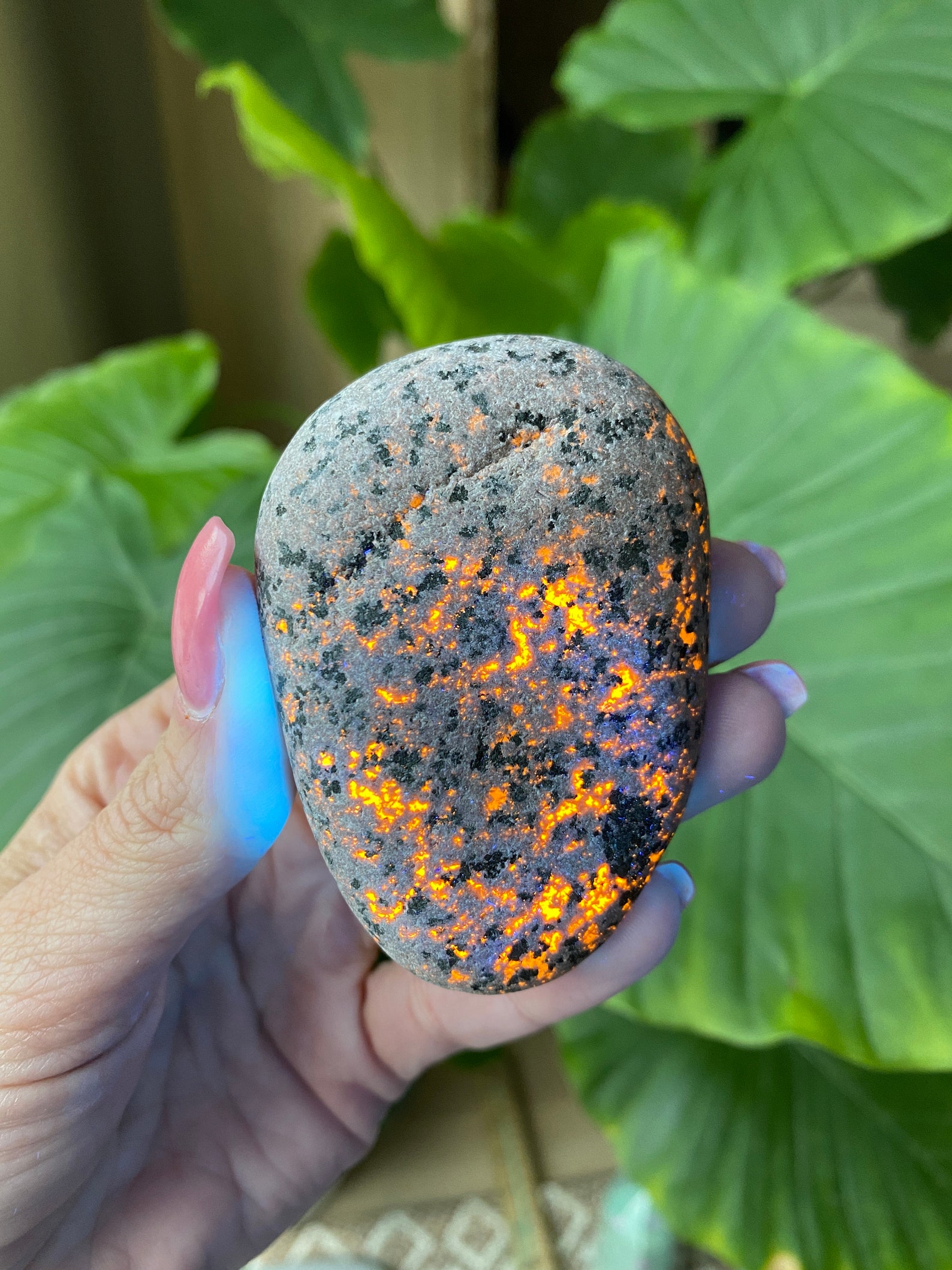 Yooperlite palm stone emberlite glowing yooperlite stone | Etsy