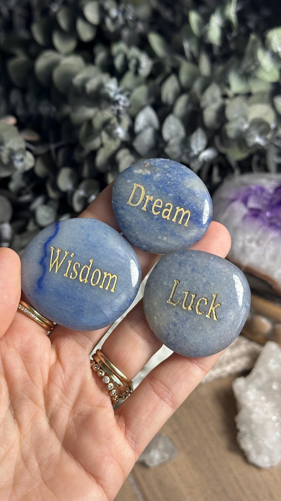 Blue Aventurine Affirmation Stone, Word Worry Stone, Affirmation ...