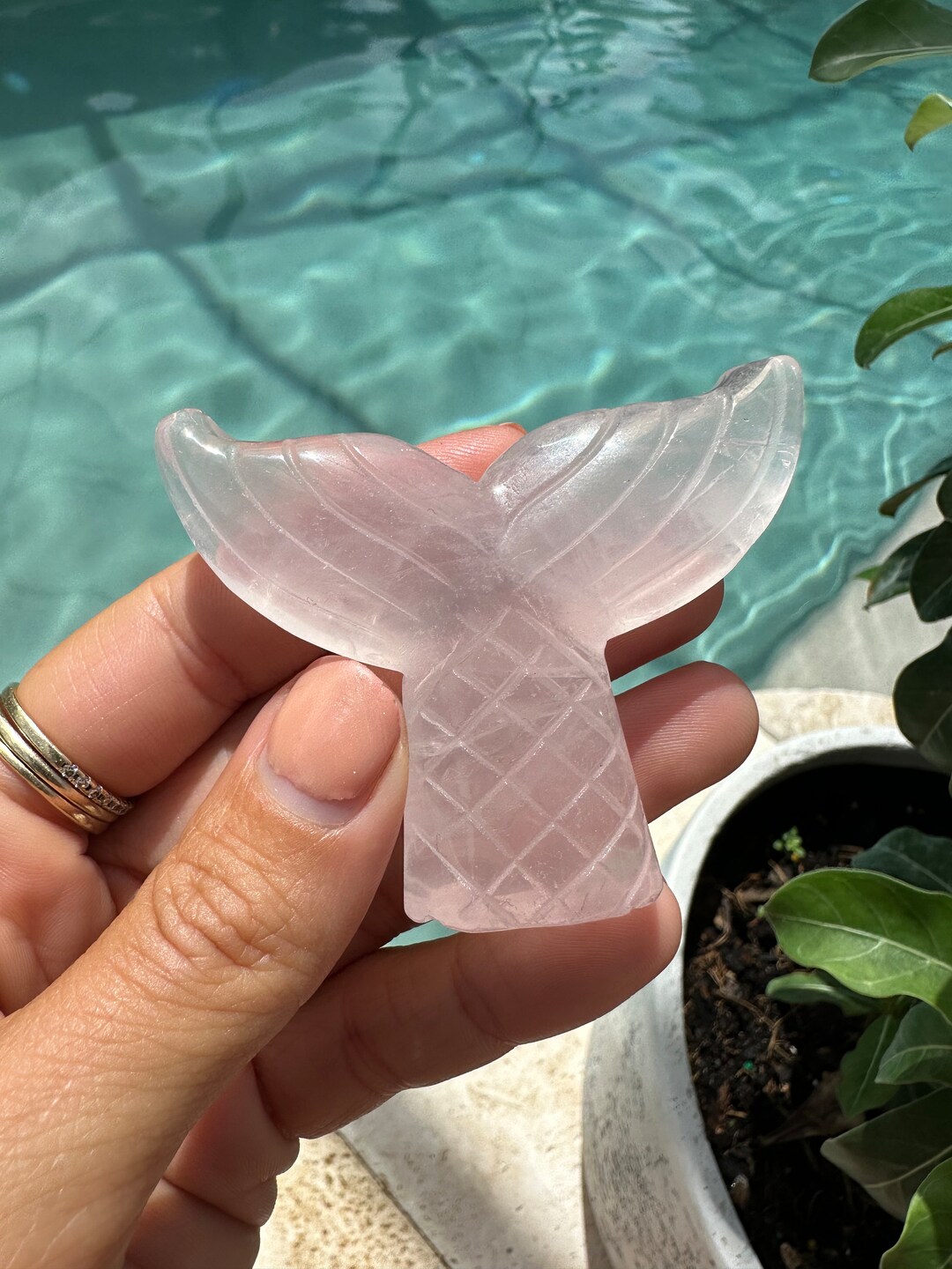 Rose Quartz Crystal Mermaid Tail. Standing Fish Tail - Etsy