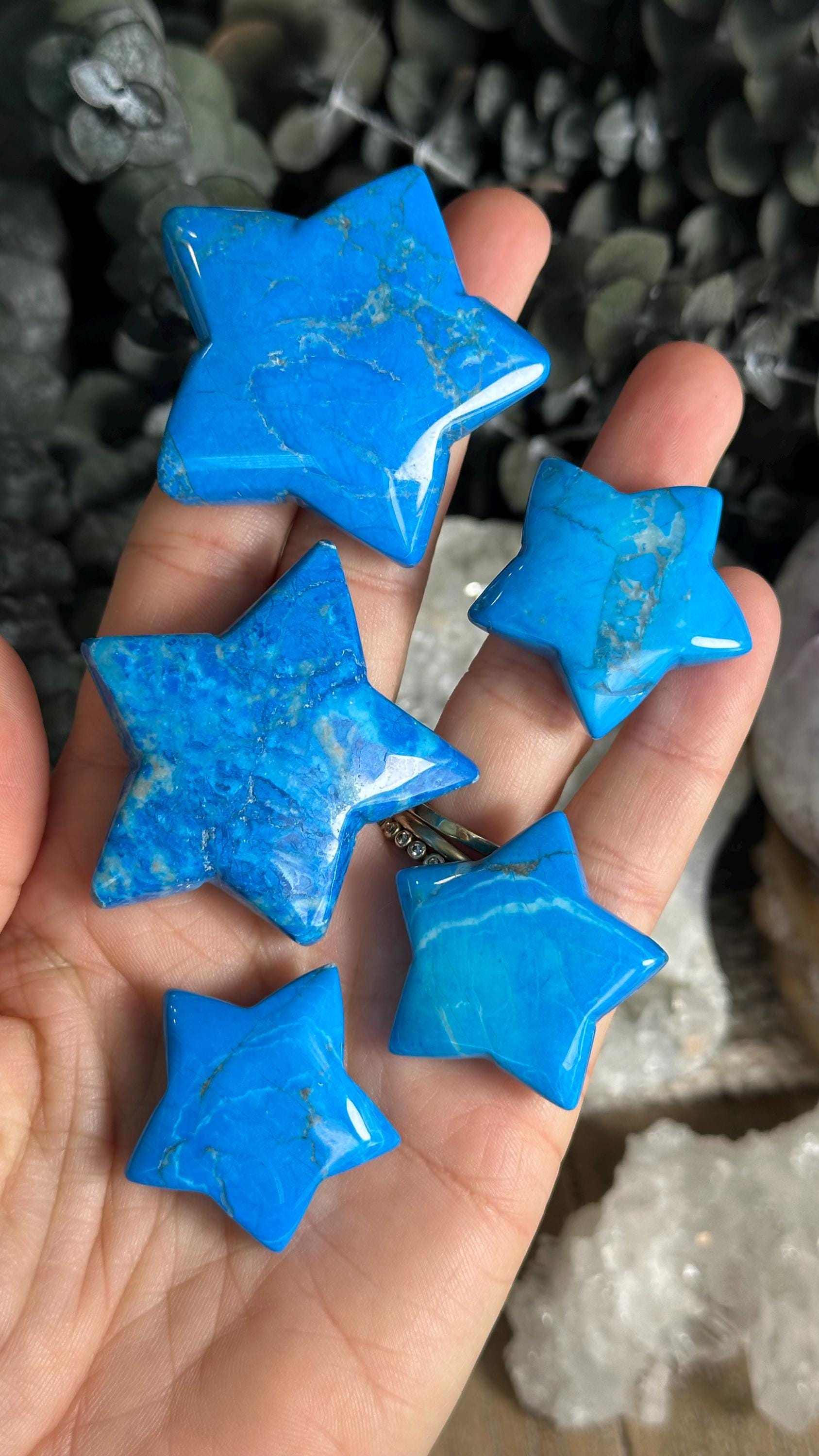 Blue Howlite Crystal Star, Gemstone Carving - Etsy