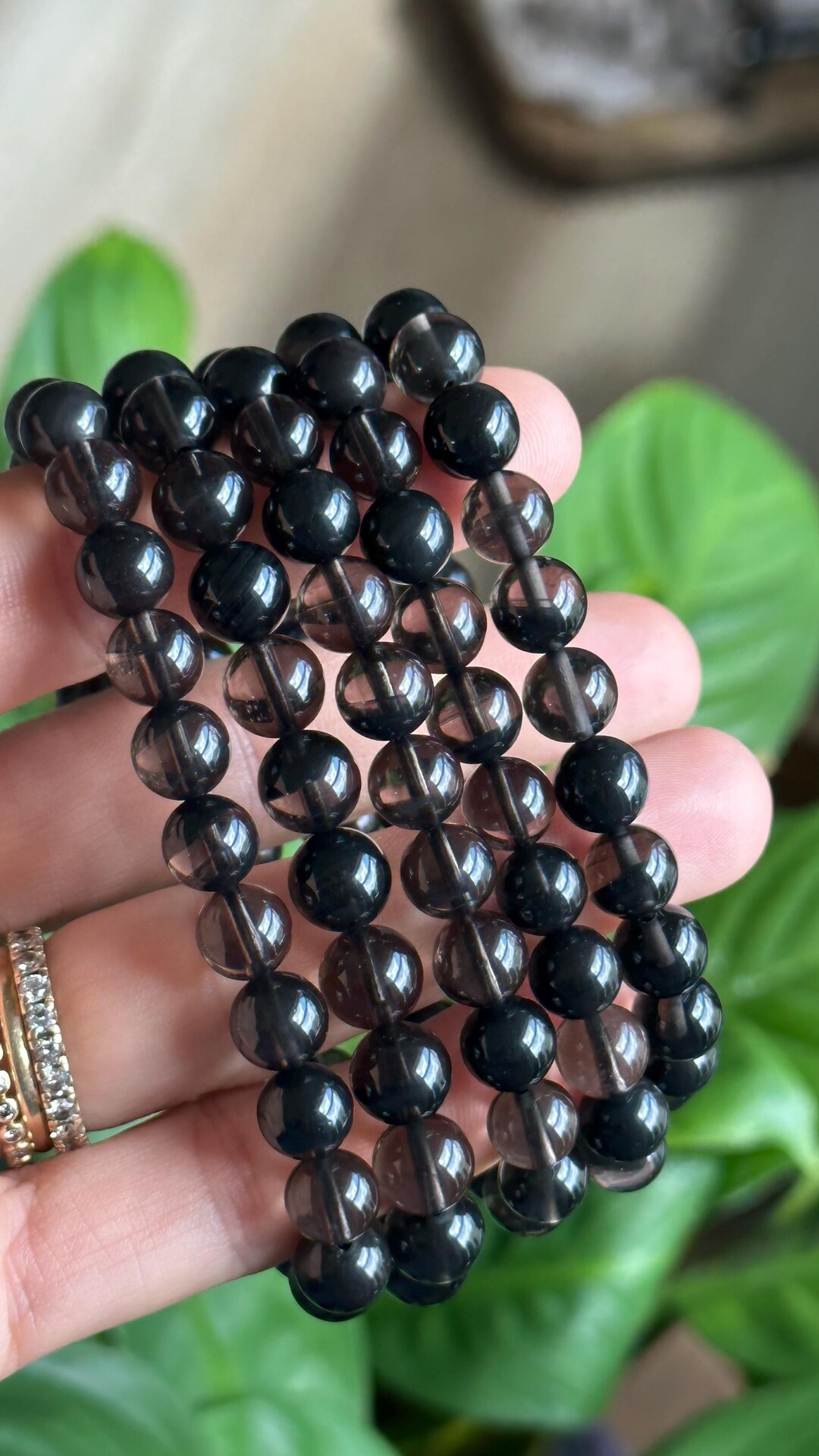 Rare Midnight Lace Obsidian Crystal Beaded Bracelet, 8mm - Etsy