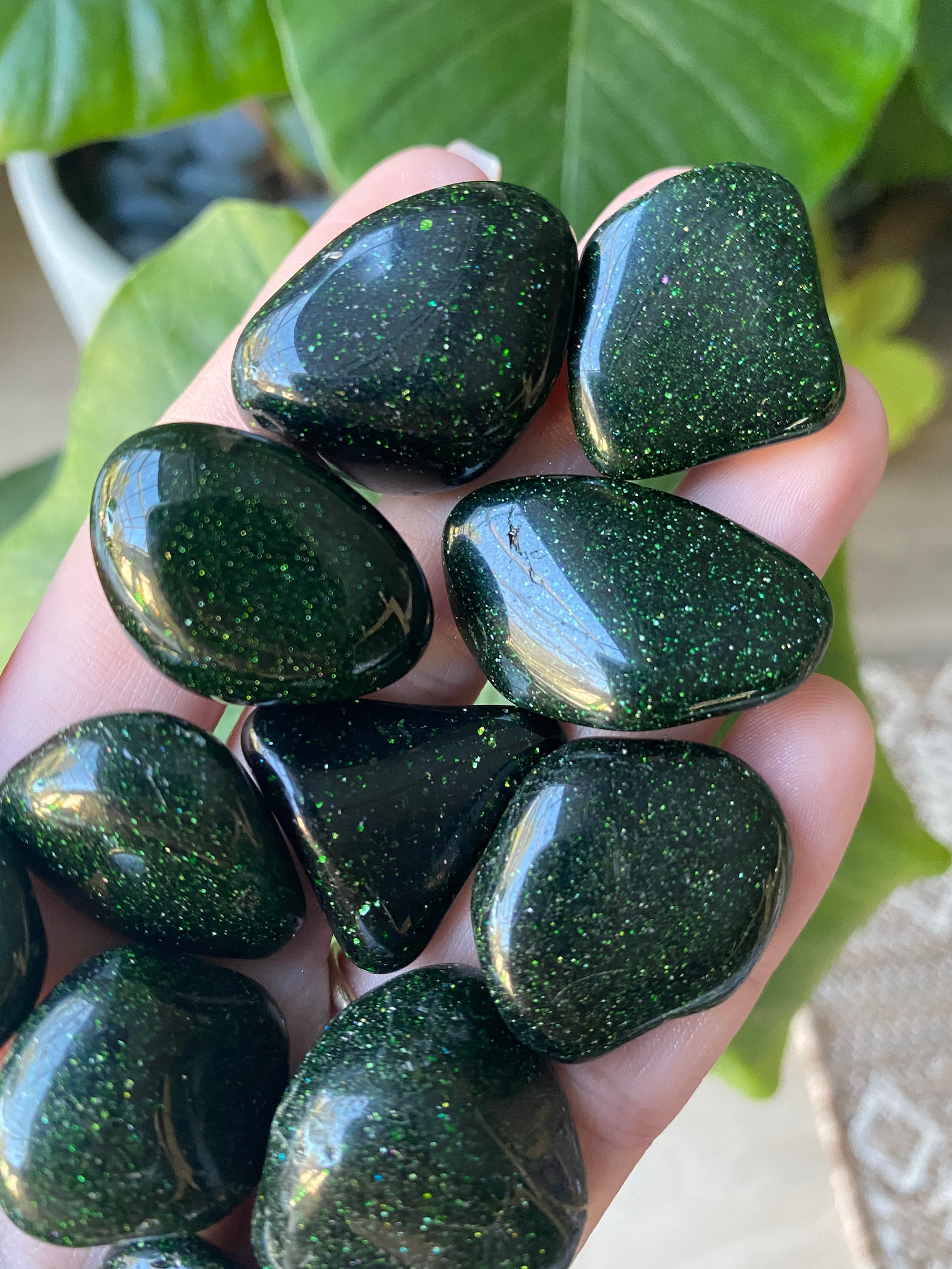 Tumbled Green Goldstone Green Goldstone Chakra Stone Green | Etsy