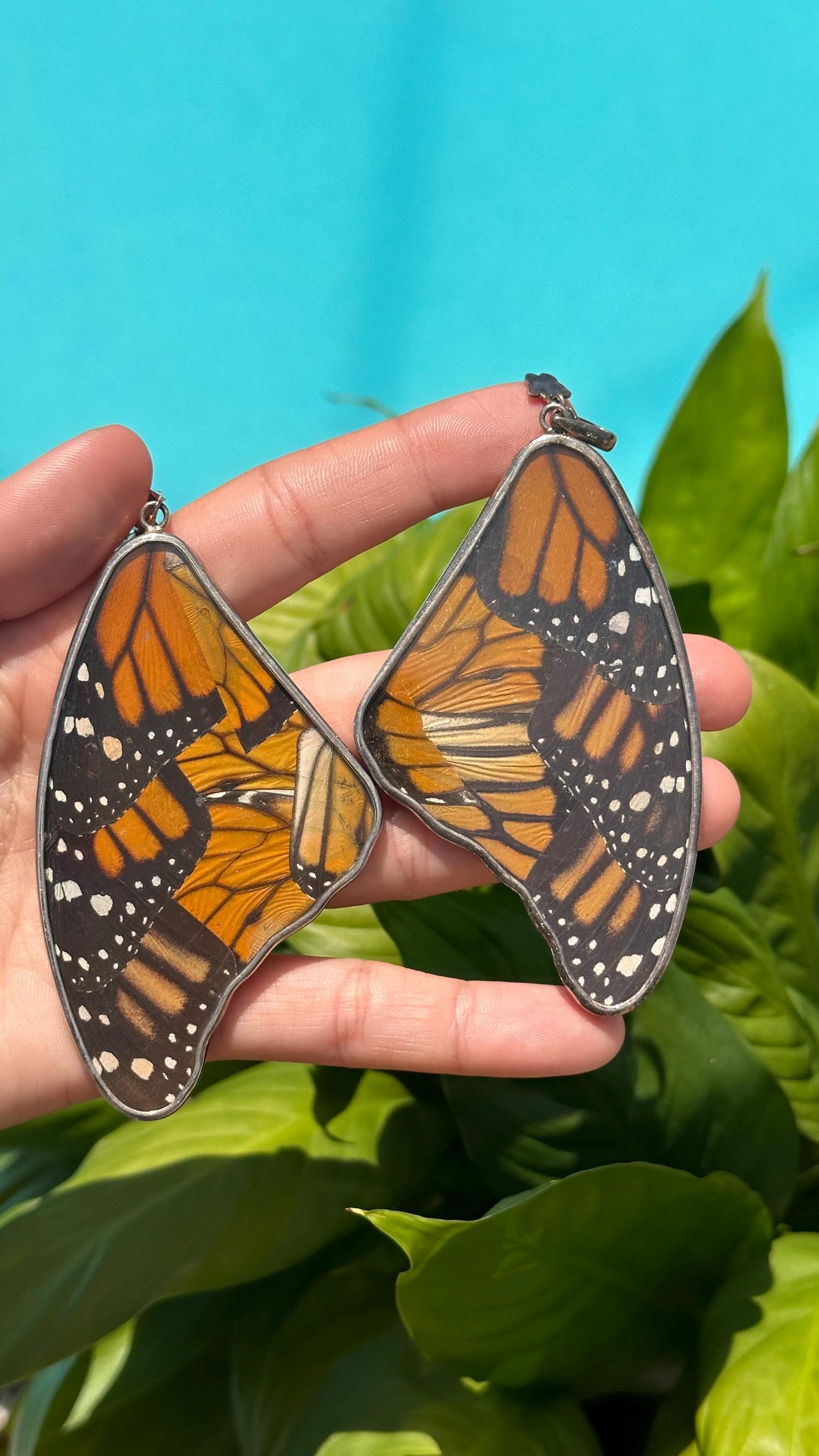 Monarch Butterfly Wing Pendant, .925 Silver - Etsy