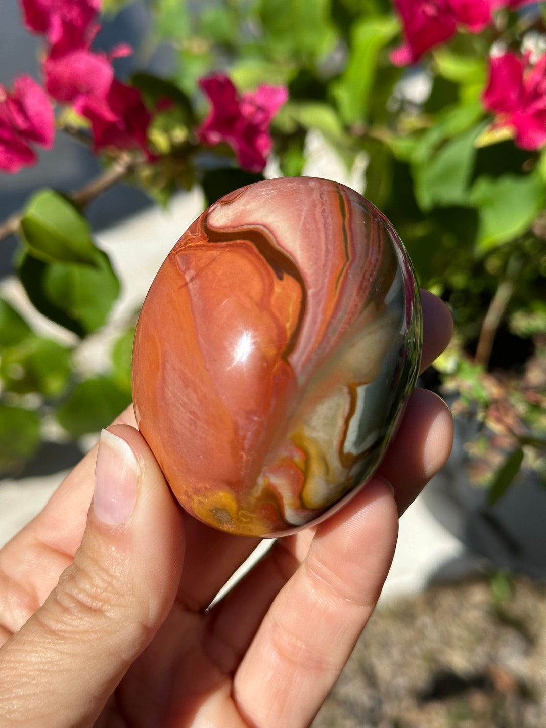 Polychrome Jasper Palm Stone, Polychrome Jasper, Desert Jasper Pebble ...