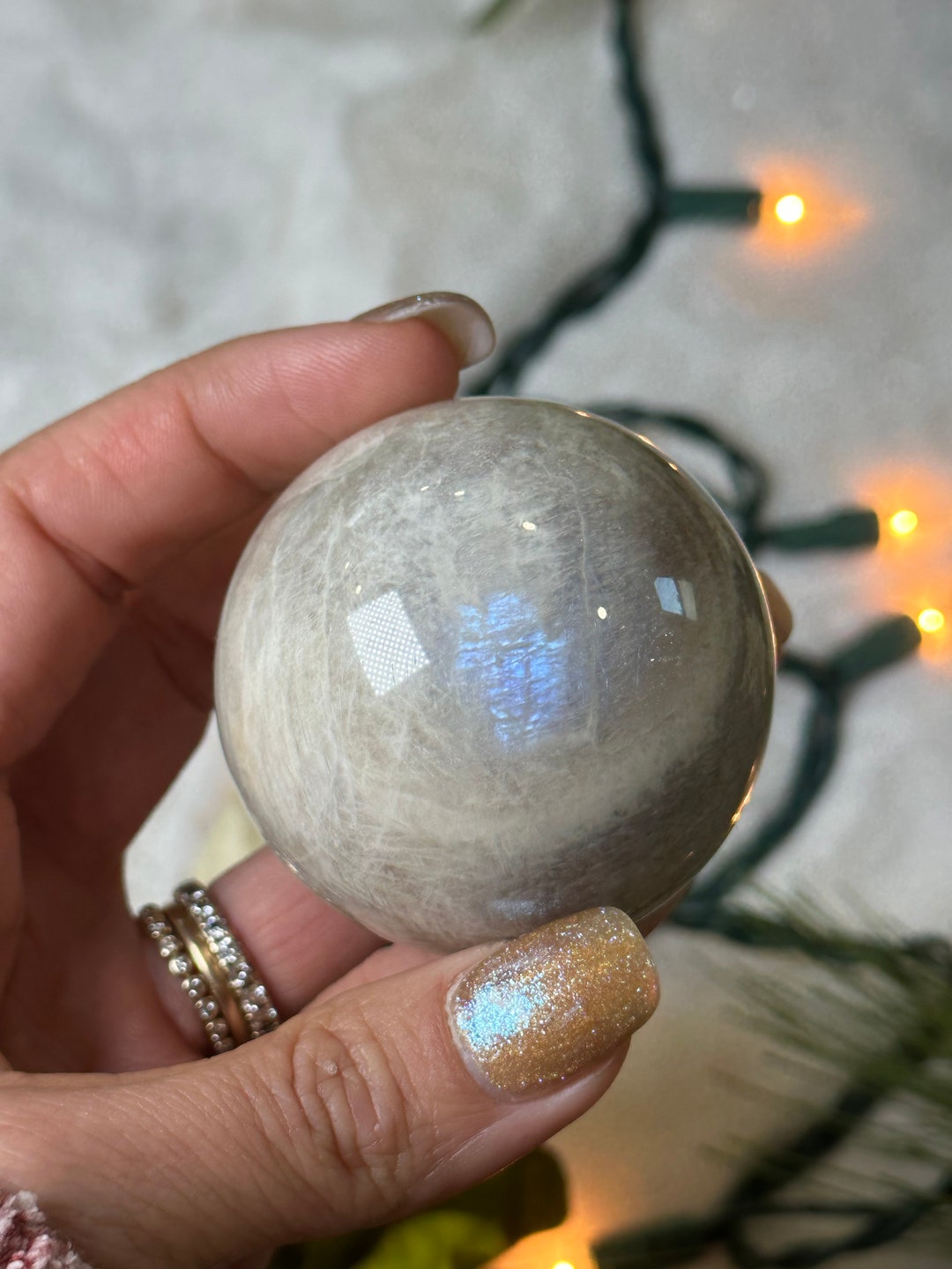 Sunfire Moonstone Sphere, Moonstone With Sunstone, Blue Flash - Etsy