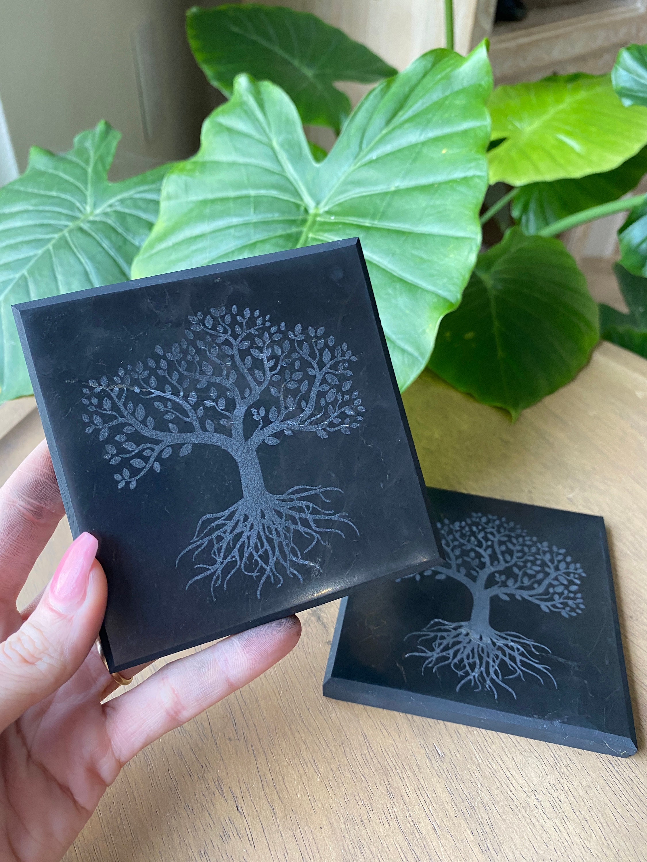 Shungite tree of life charging plate carved shungite detox | Etsy