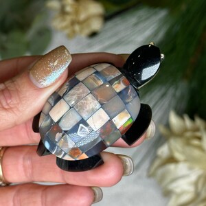 Mexican Fire Opal and Obsidian Turtle - Etsy