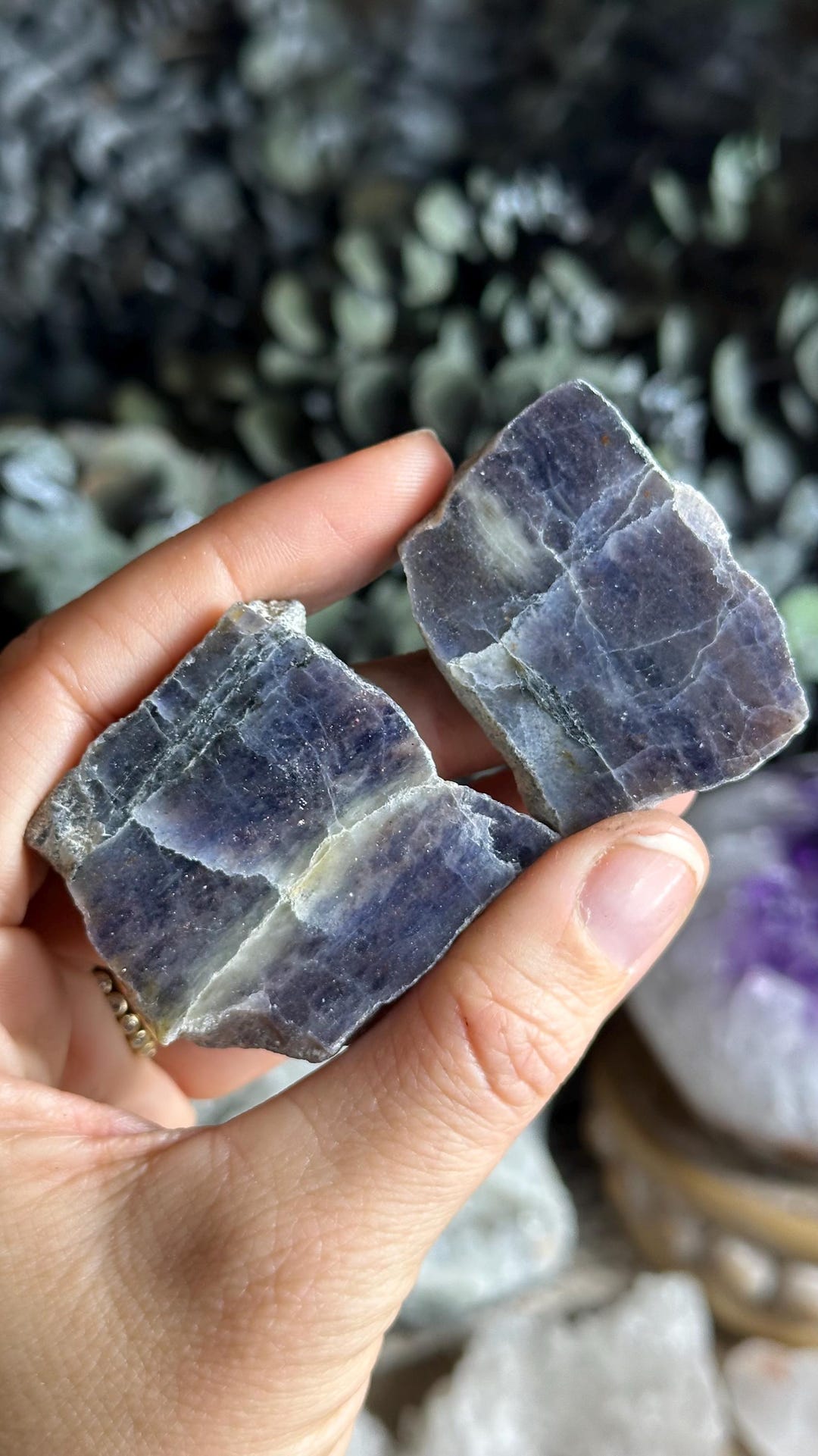 Iolite Half Polished Raw Stone, - Etsy