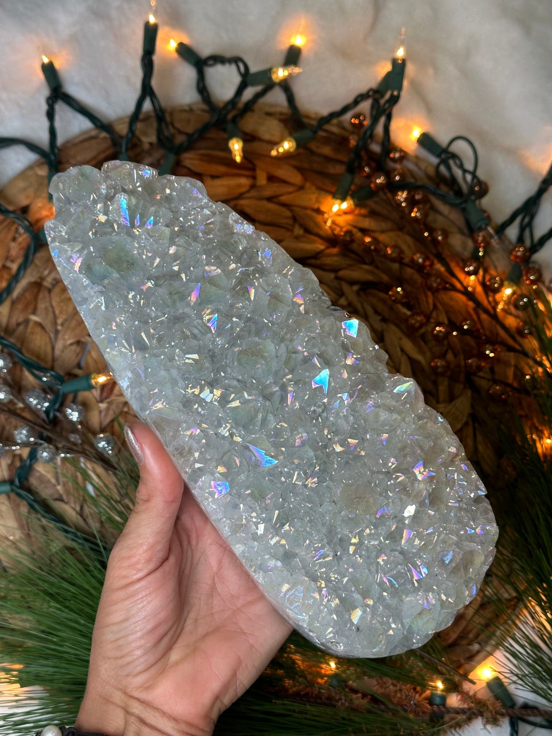 Angel Aura Crystal Cluster, Angel Aura Amethyst Cluster , Rainbow Aura ...