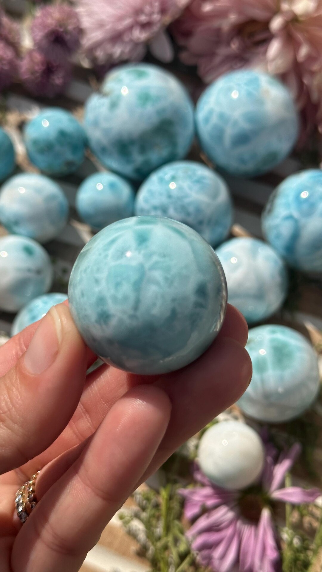 Larimar Sphere Stone Crystal Ball Carving - Etsy