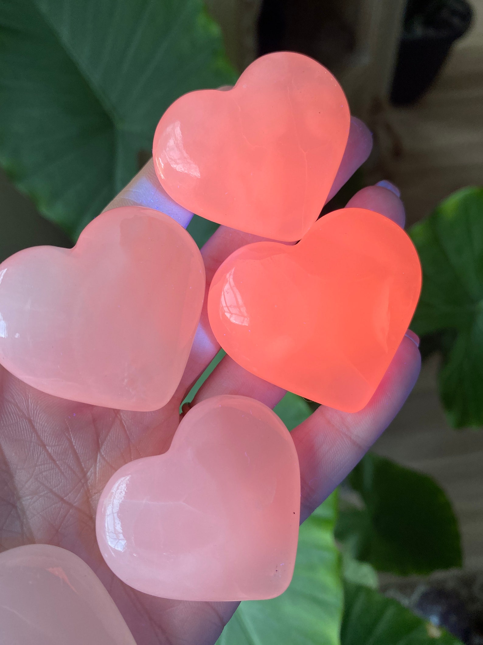 UV Reactive Pink Pakistani Calcite Heart Pink Calcite | Etsy