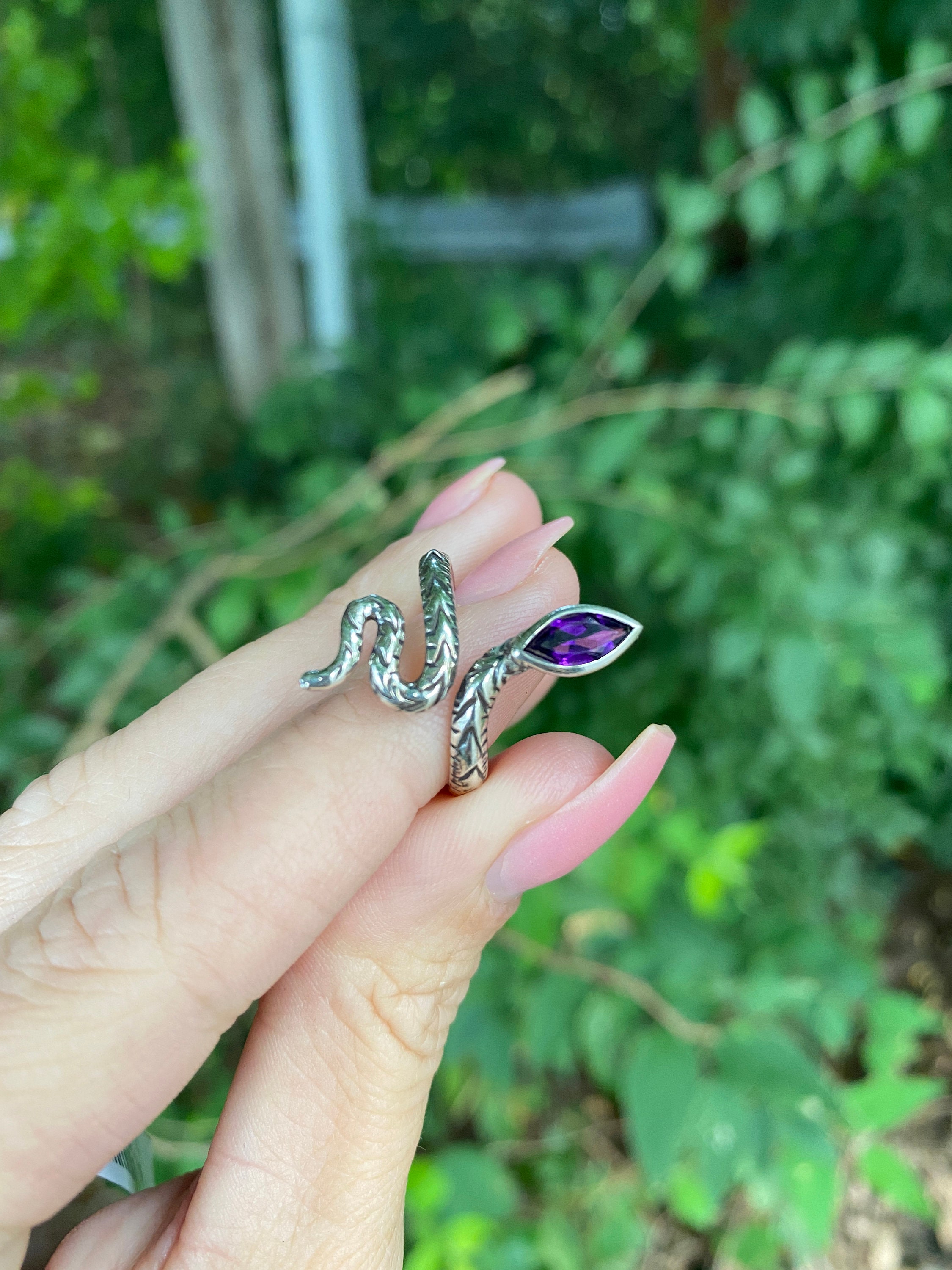 Amethyst Snake Ring Sterling Silver Wrap Ring - Etsy
