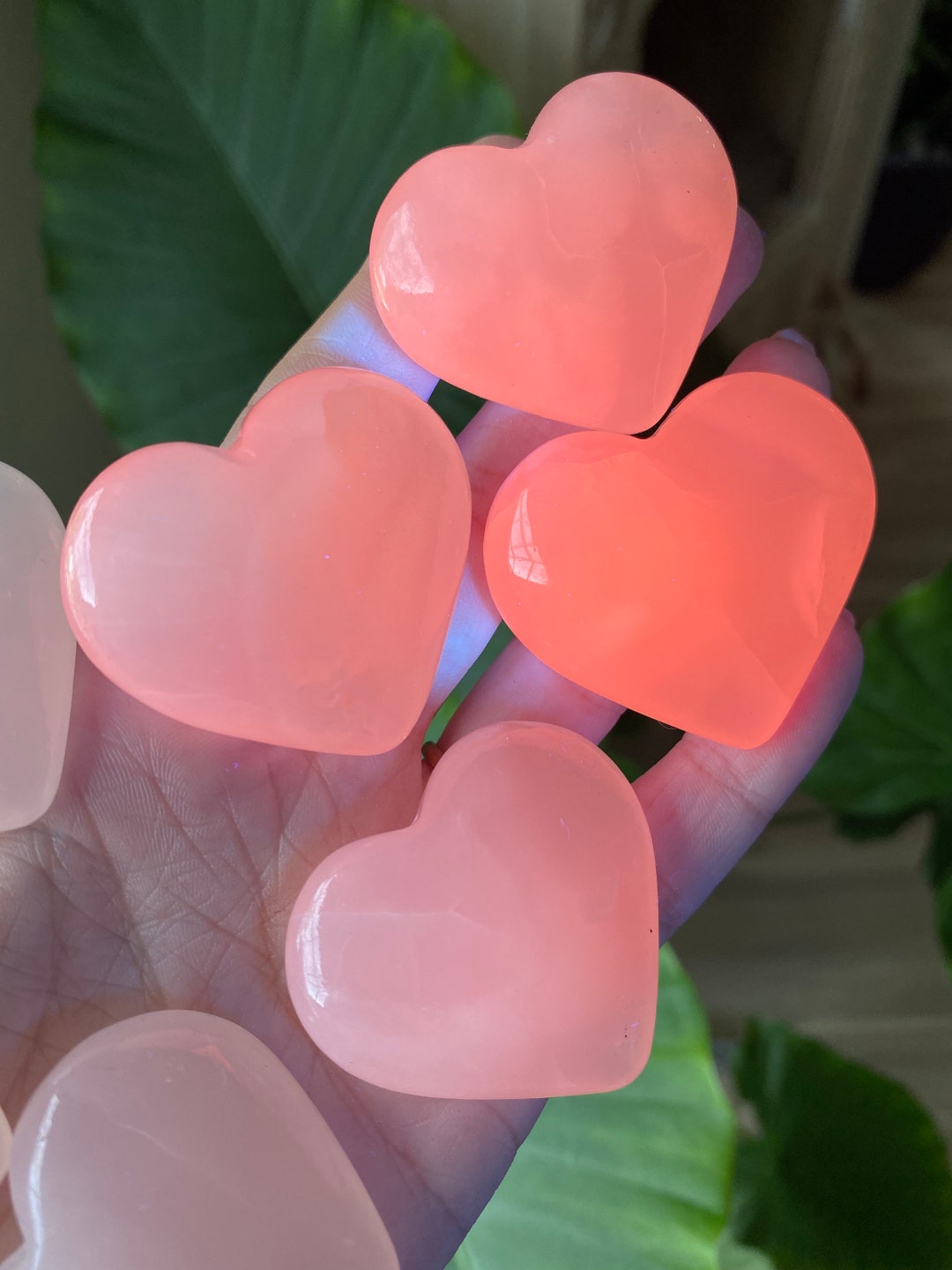 UV Reactive Pink Pakistani Calcite Heart, Pink Calcite, Calcite ...