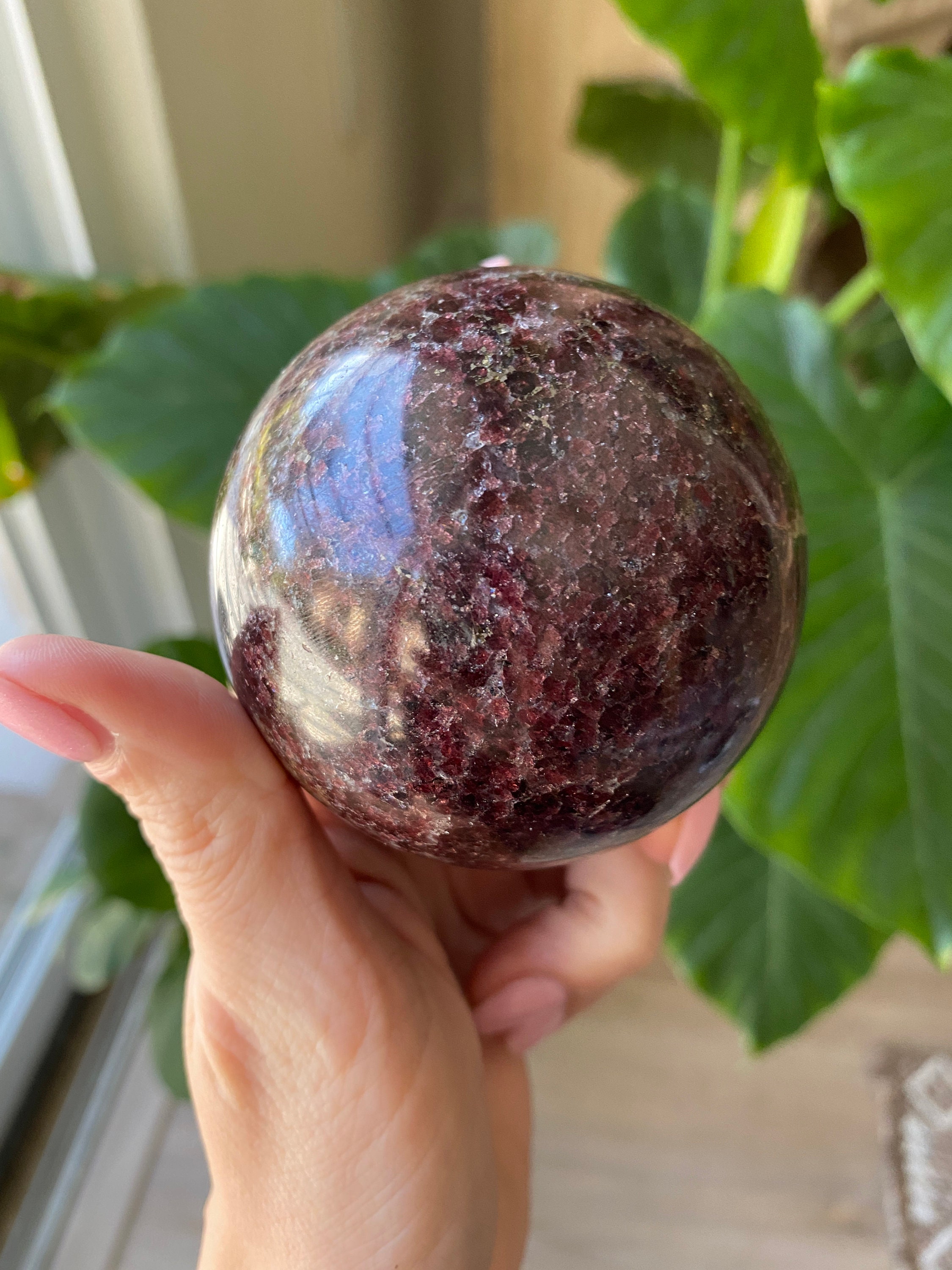 Garnet with quartz sphere orb almandine garnet sparkling | Etsy