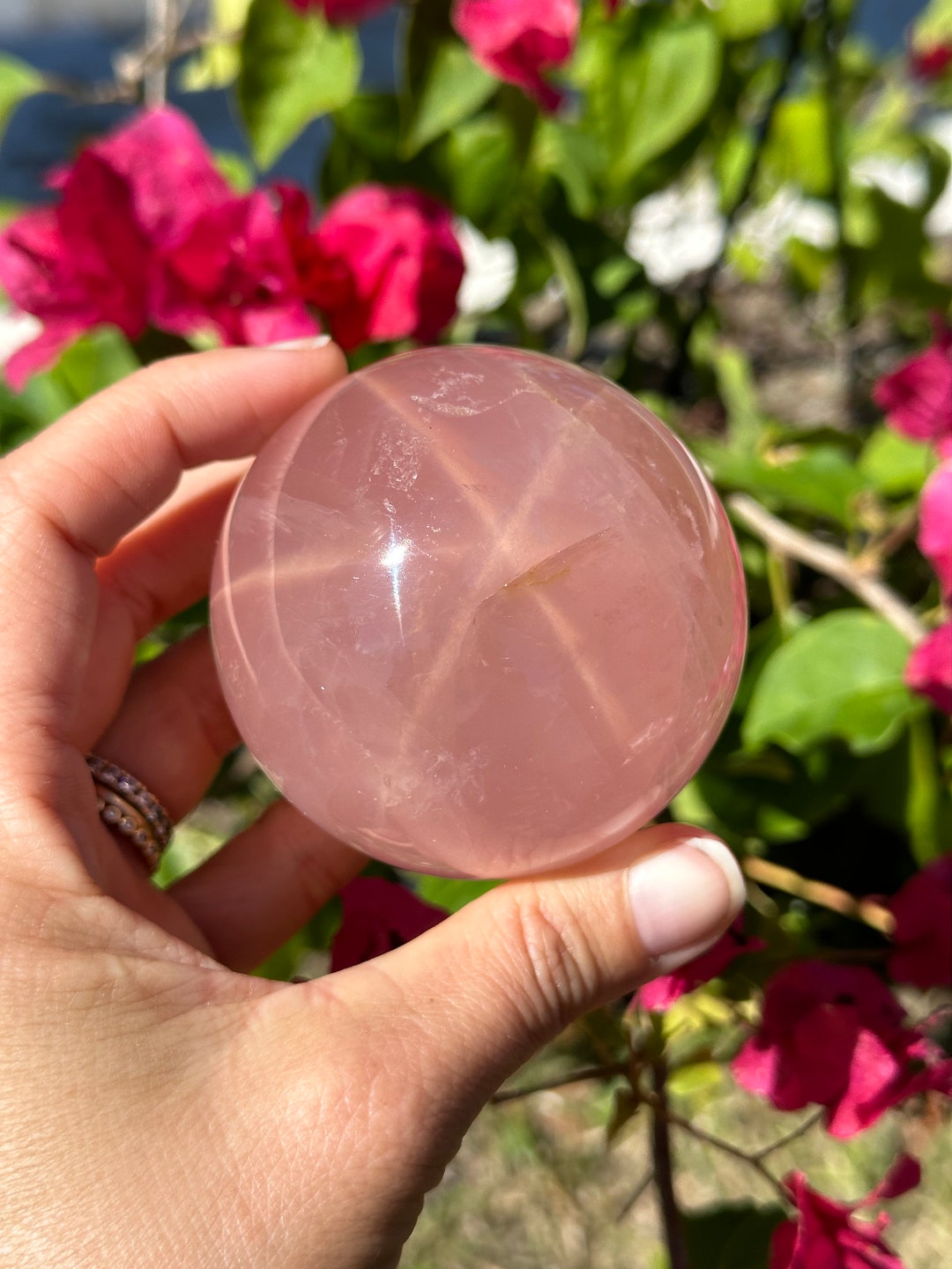 Star Rose Quartz Sphere, Crystal Sphere, Rose Quartz Sphere - Etsy