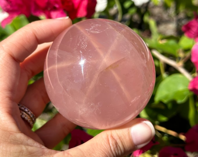 Star Rose Quartz Sphere, Crystal Sphere, Rose Quartz Sphere - Etsy