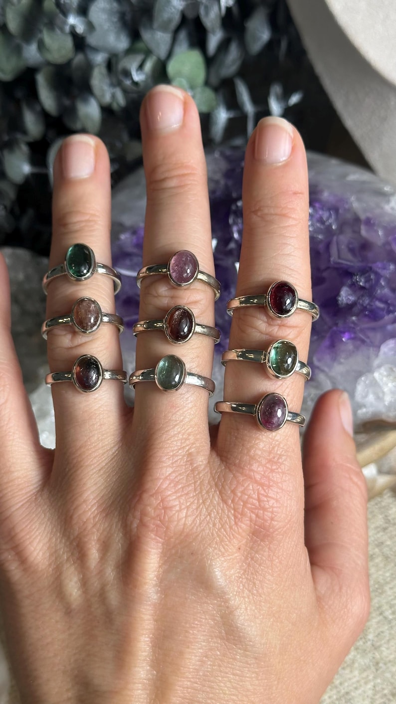 Watermelon Tourmaline Ring • .925 Sterling Silver • Choose Your Ring - Etsy