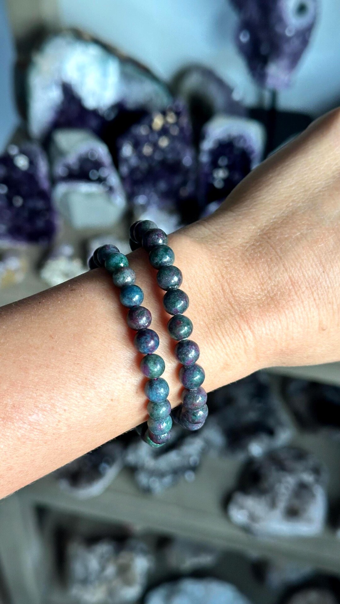 Mermaid Stone Bracelet, Ruby in Kyanite Fuchsite Bead Bracelet, 8mm - Etsy