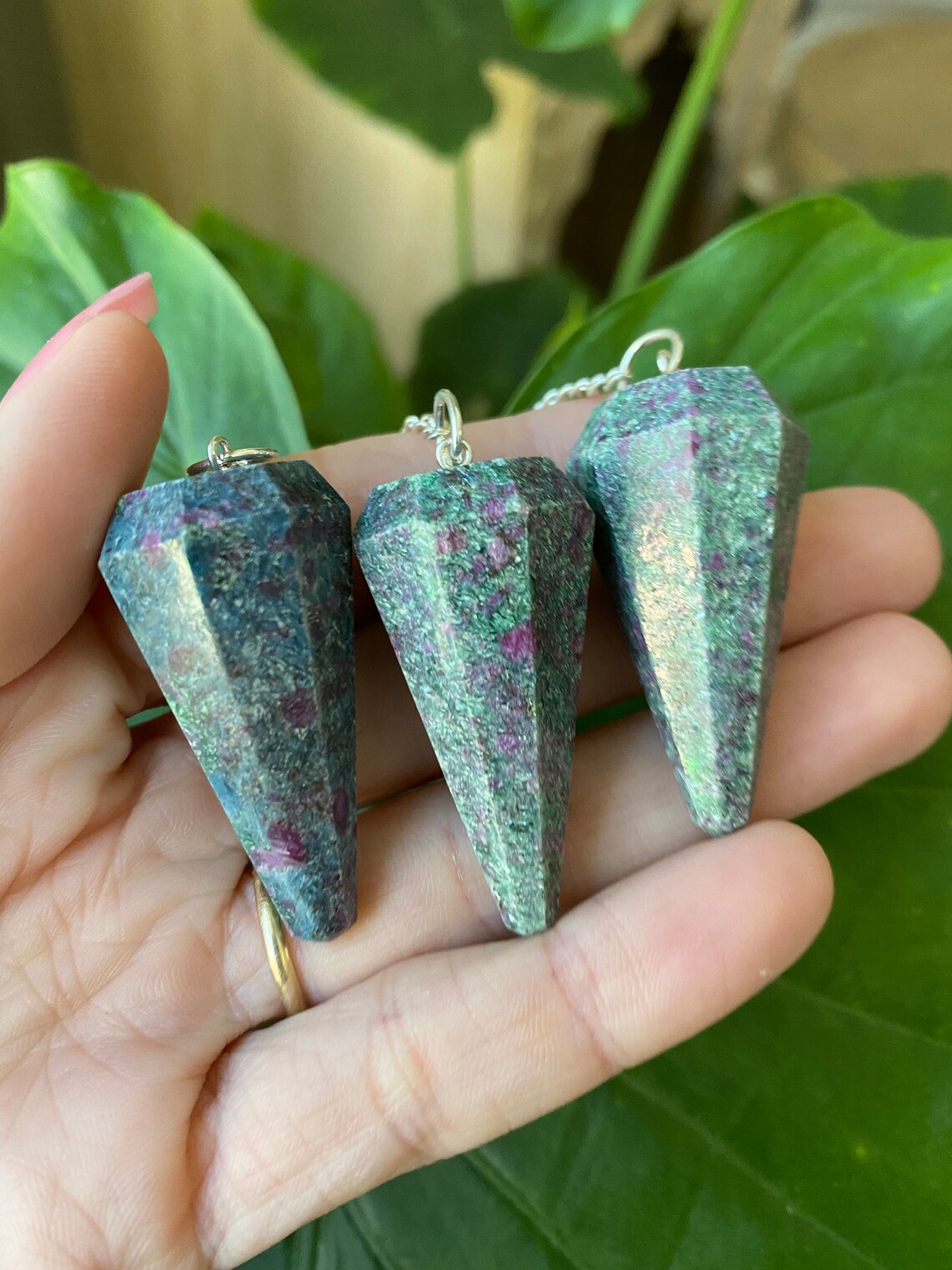 One ruby in kyanite and fucshite pendulum crystal pendulum | Etsy