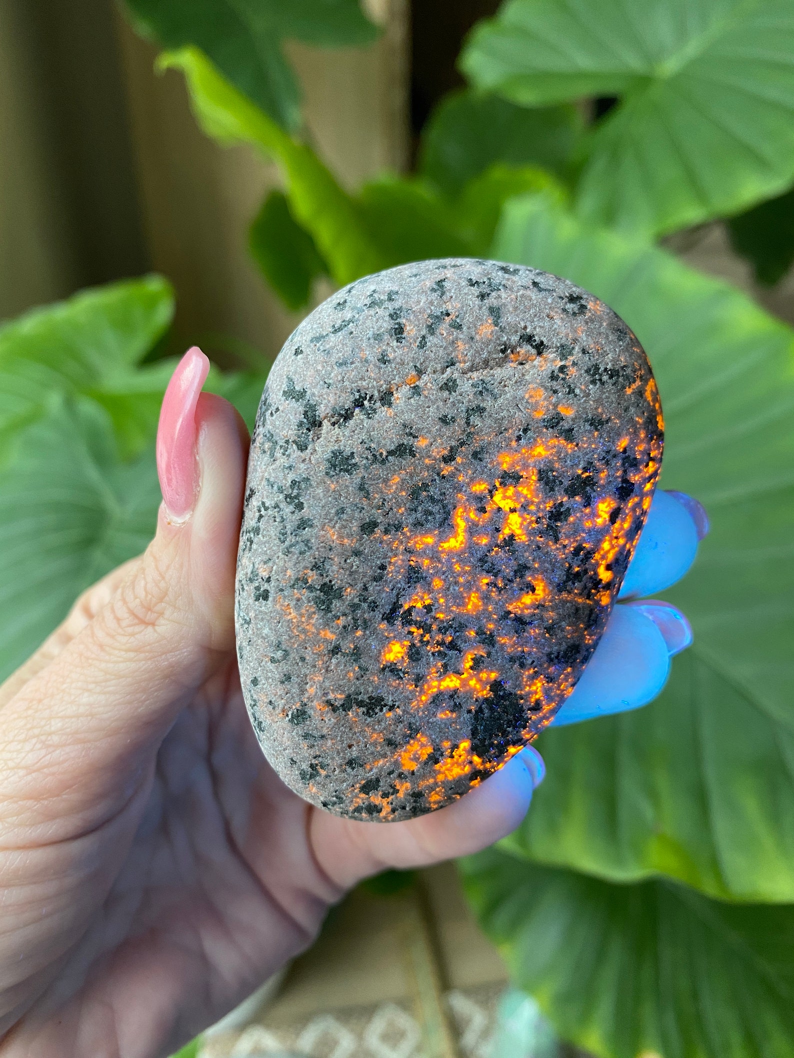 Yooperlite palm stone emberlite glowing yooperlite stone | Etsy
