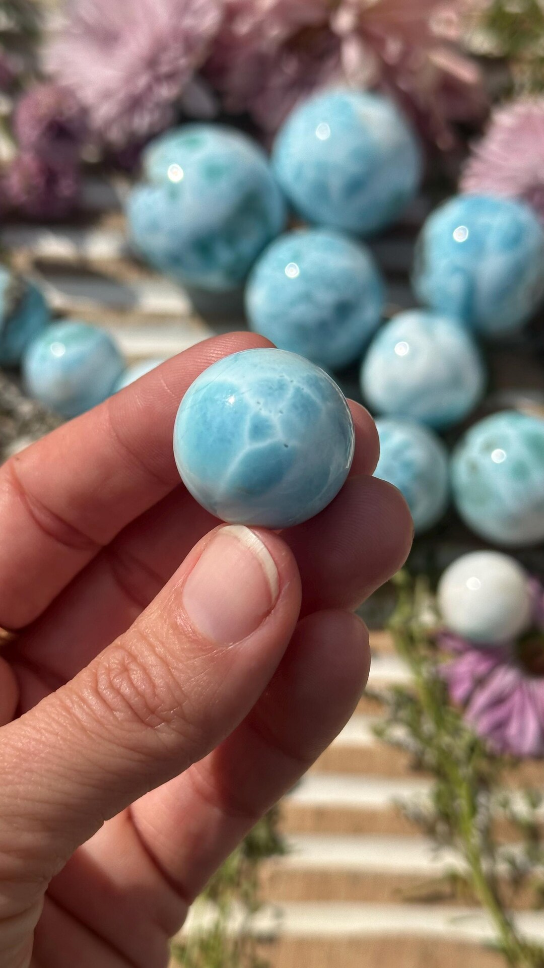 Larimar Sphere Stone Crystal Ball Carving - Etsy