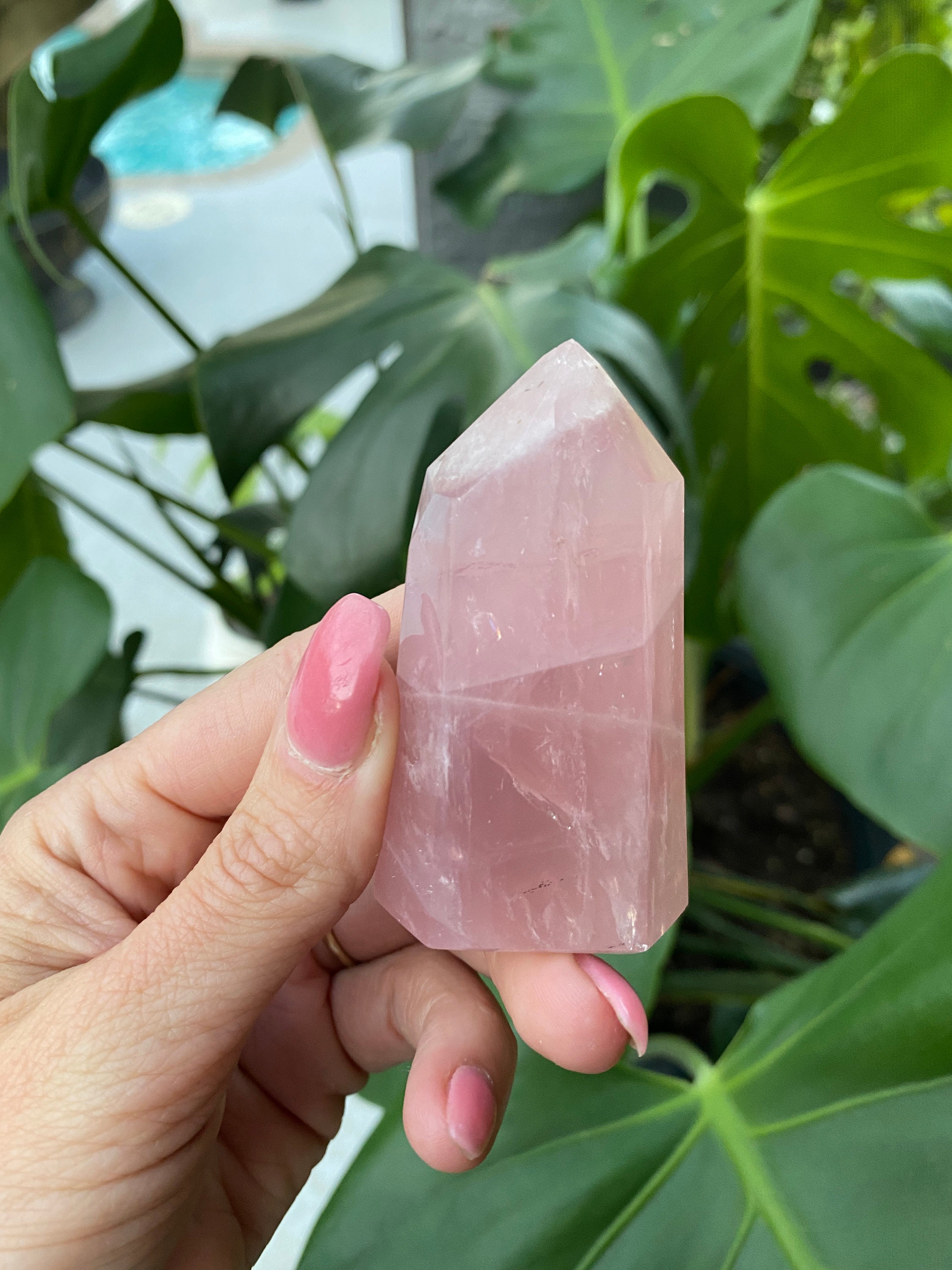 Rose quartz tower pink quartz tower crystal tower big rose | Etsy
