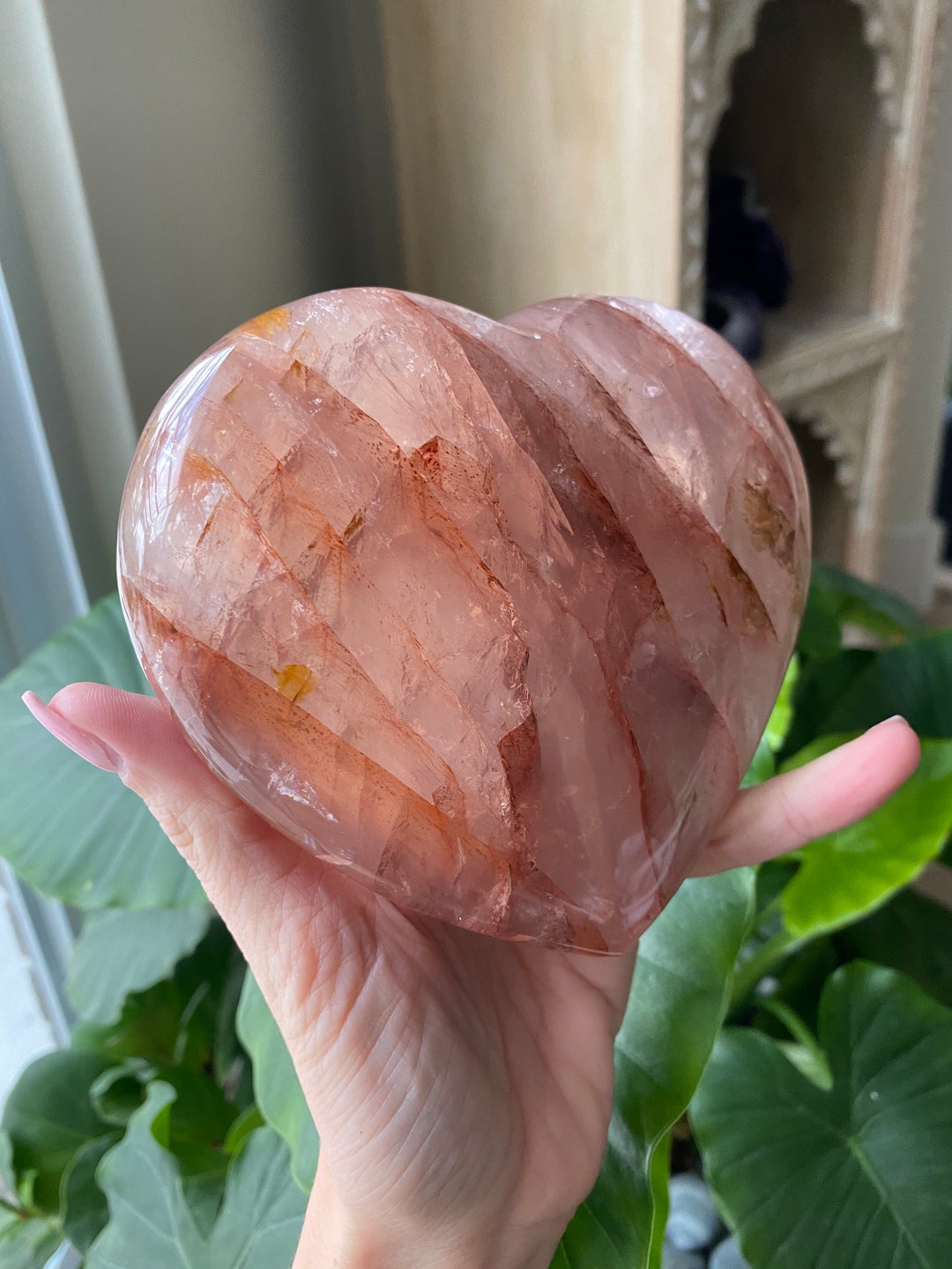 Hematoid Smoky Quartz Heart Fire Quartz Heart Fossil - Etsy