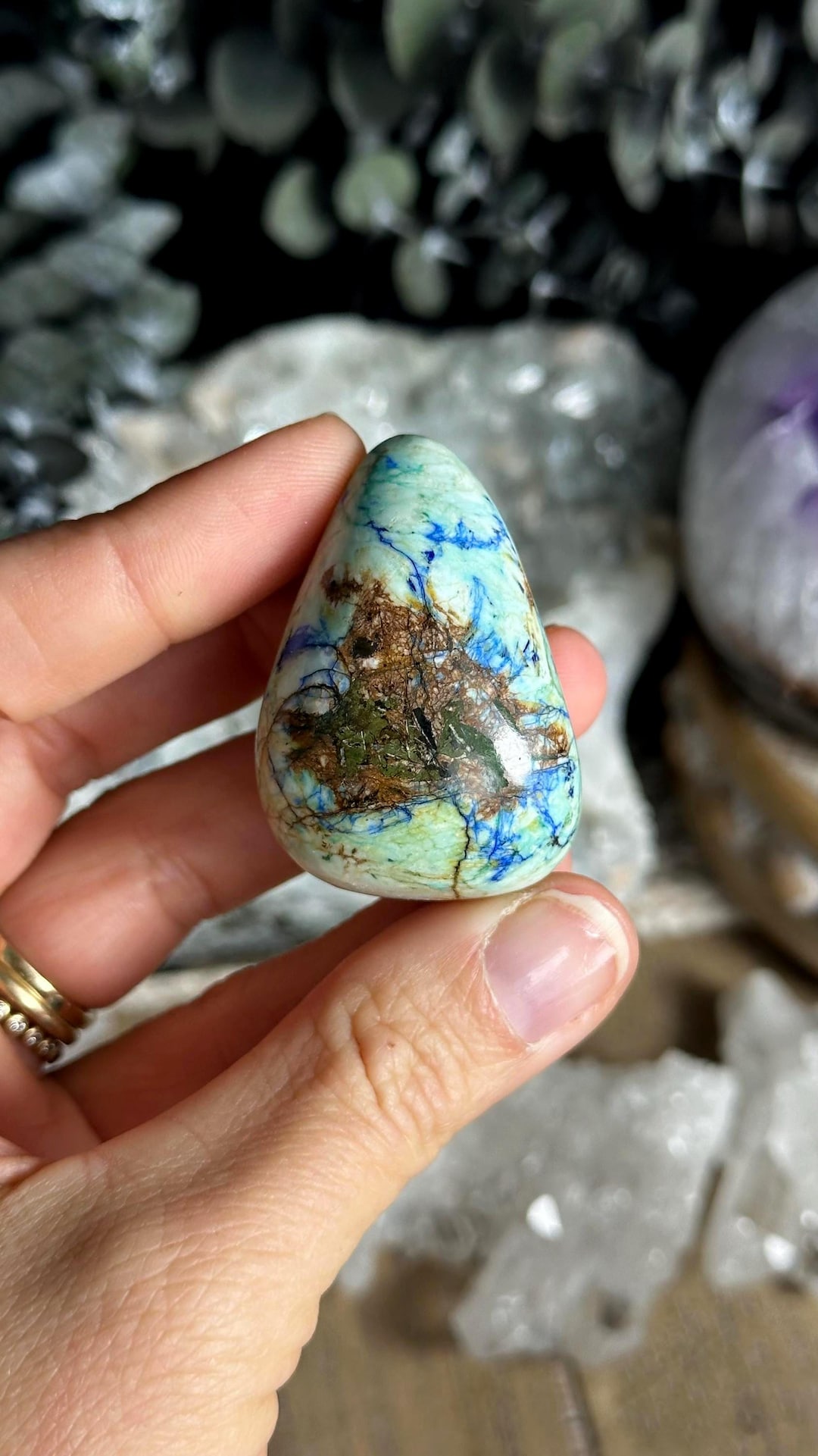 Azurite in Barite Palm Stone. NEW FIND - Etsy