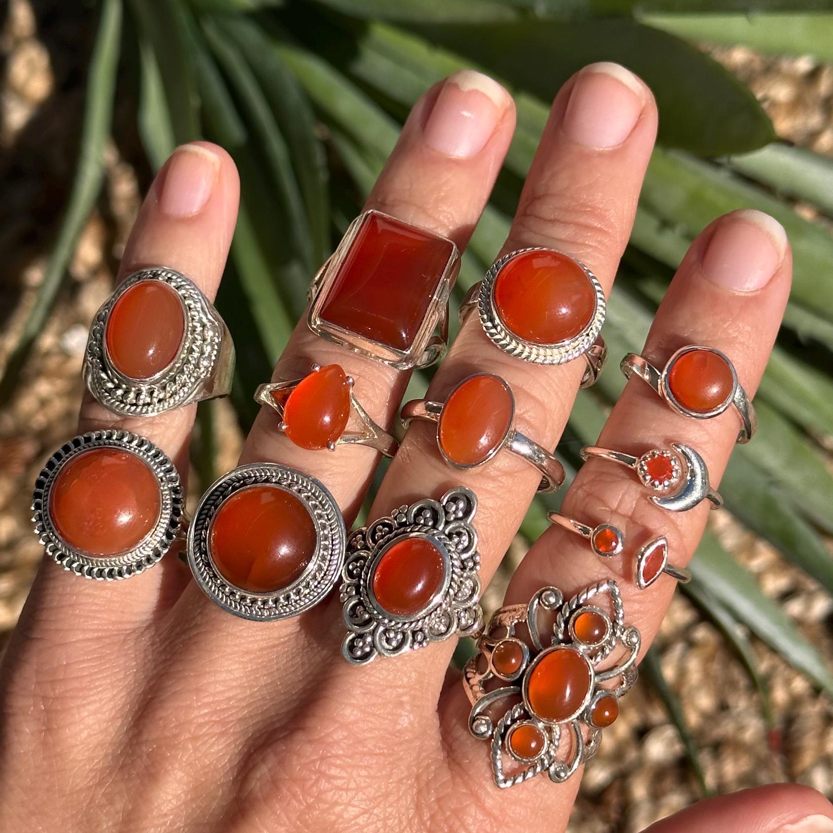Carnelian stone ring sterling silver store