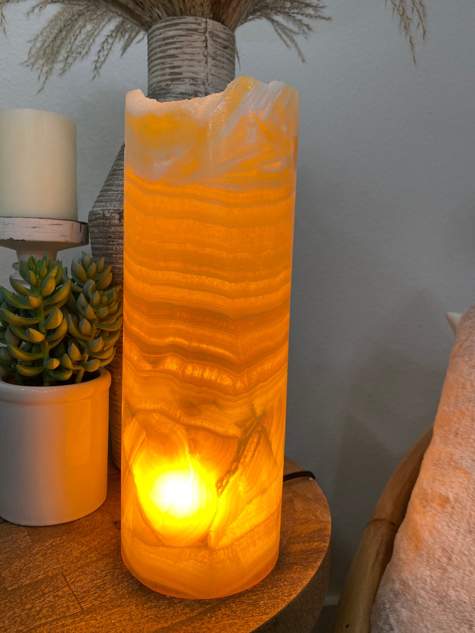 Large orange calcite lamp stone lamp crystal lamp | Etsy
