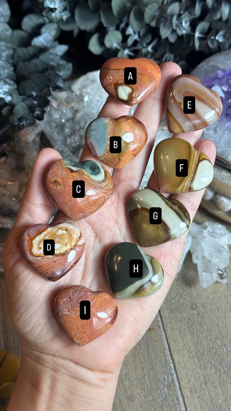 Polychrome Jasper Heart, Desert Jasper Stone - Etsy
