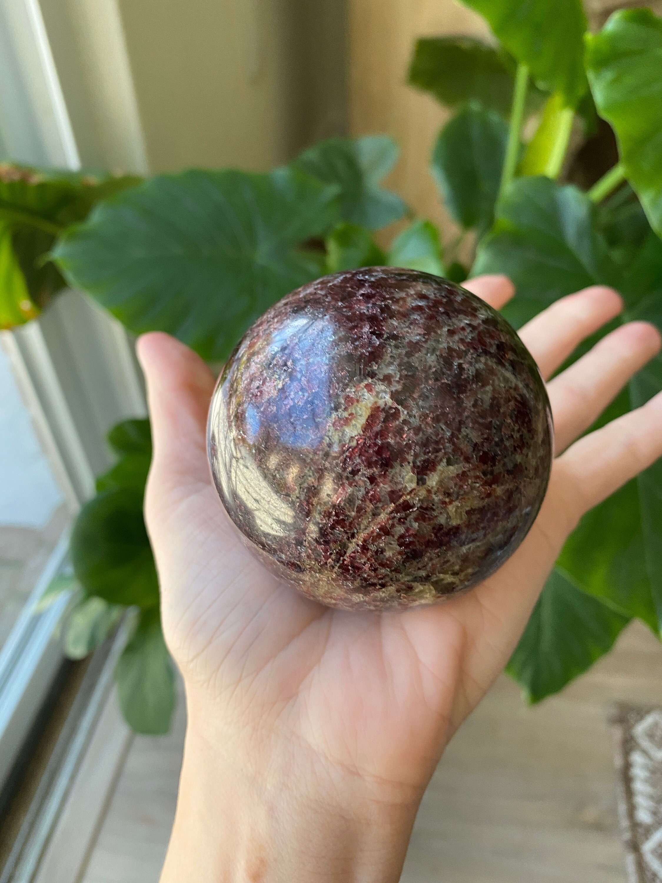 Garnet with quartz sphere orb almandine garnet sparkling | Etsy